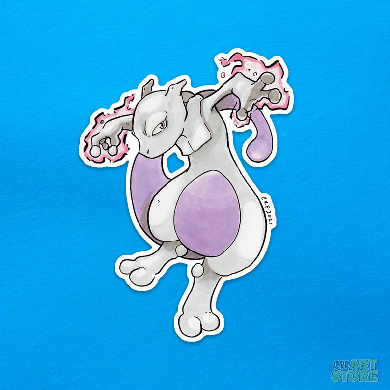 Pokemon: Mewtwo Vinyl Sticker - Etsy