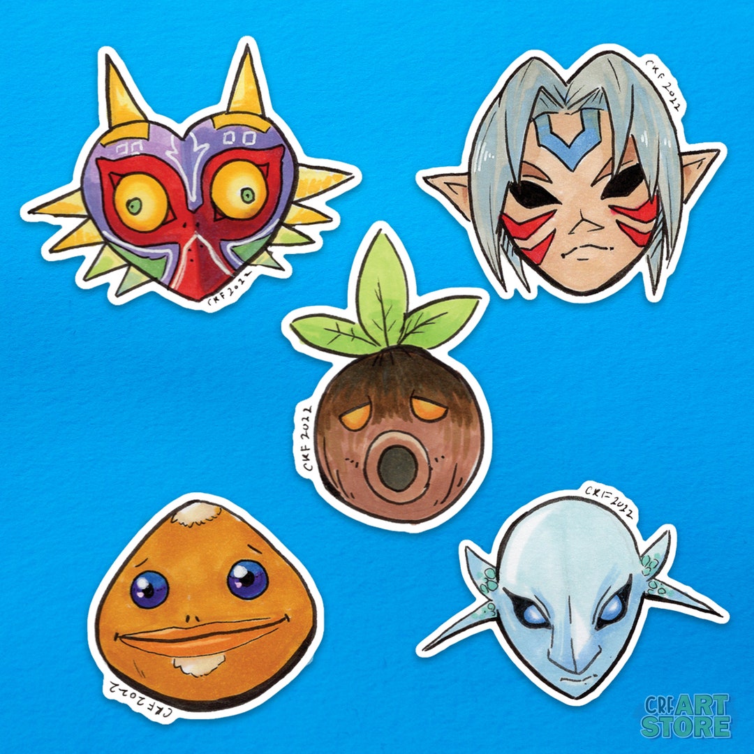 Legend Of Zelda Majoras Mask Vinyl Sticker Set Majoras Mask Deku
