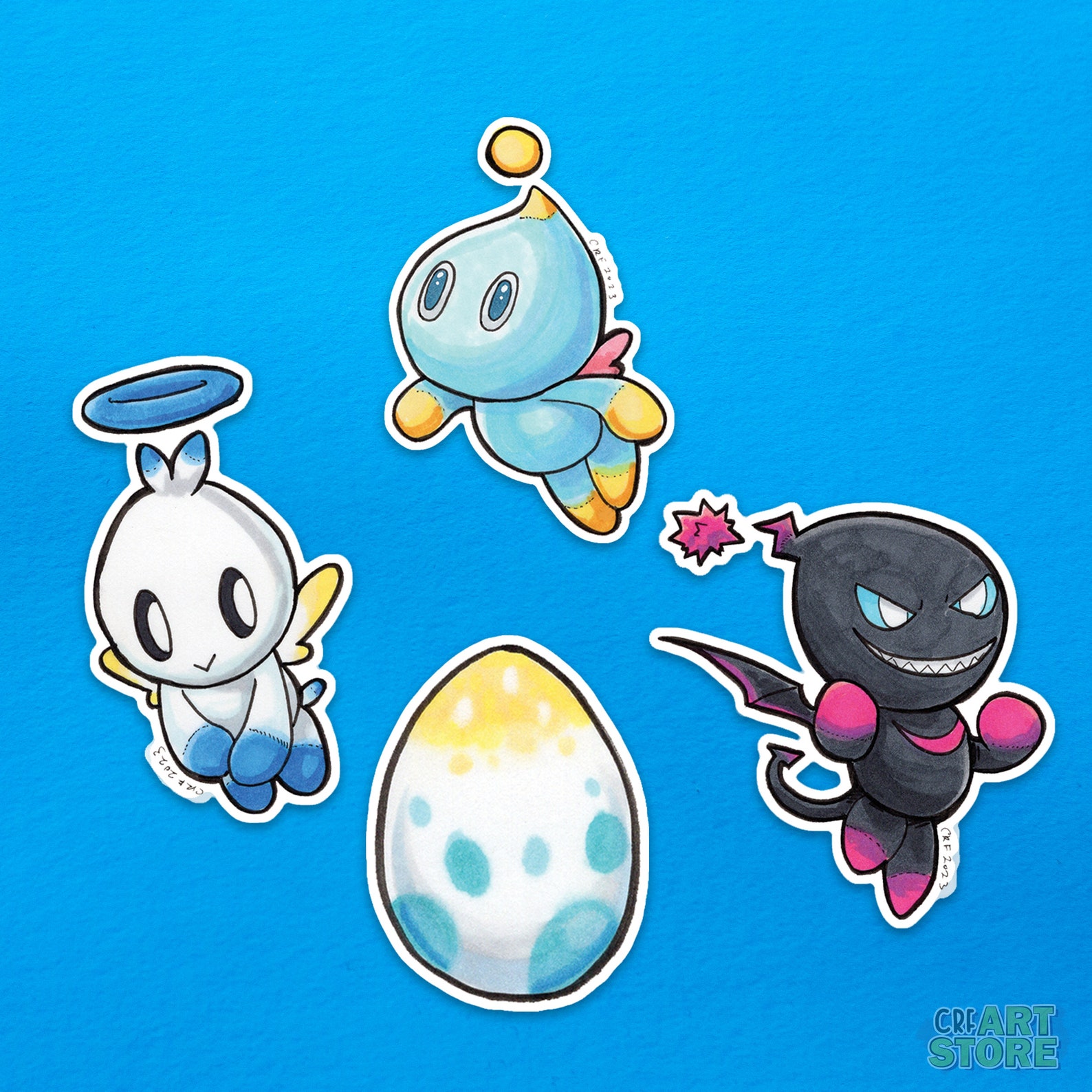 Sonic: Chao Vinyl Sticker Set | Chao, Hero Chao, Dark Chao, Chao Egg ...