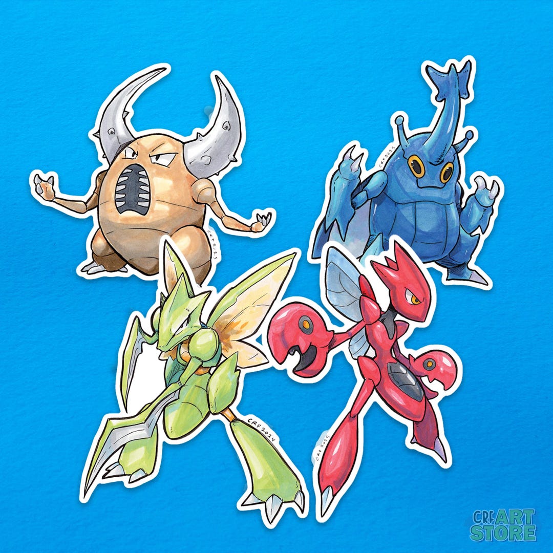 Pokemon: National Park Bugs Vinyl Sticker Set | Scyther, Pinsir, Scizor ...