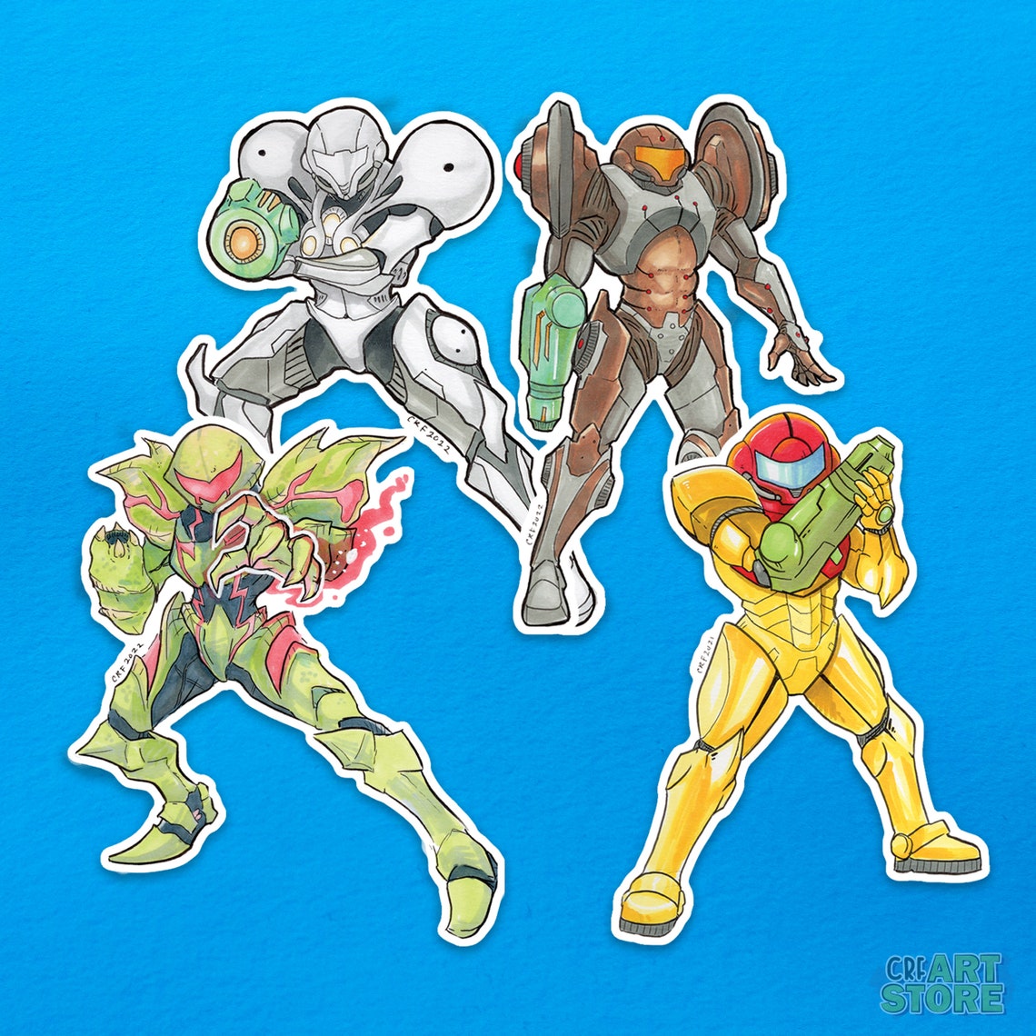 Metroid: Samus Sticker Set 2 Power Suit Metroid Suit Dark - Etsy