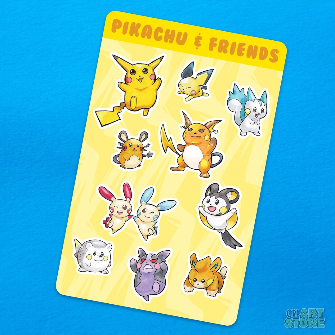 PKMN: Pika and Friends Vinyl Sticker Sheet - Etsy