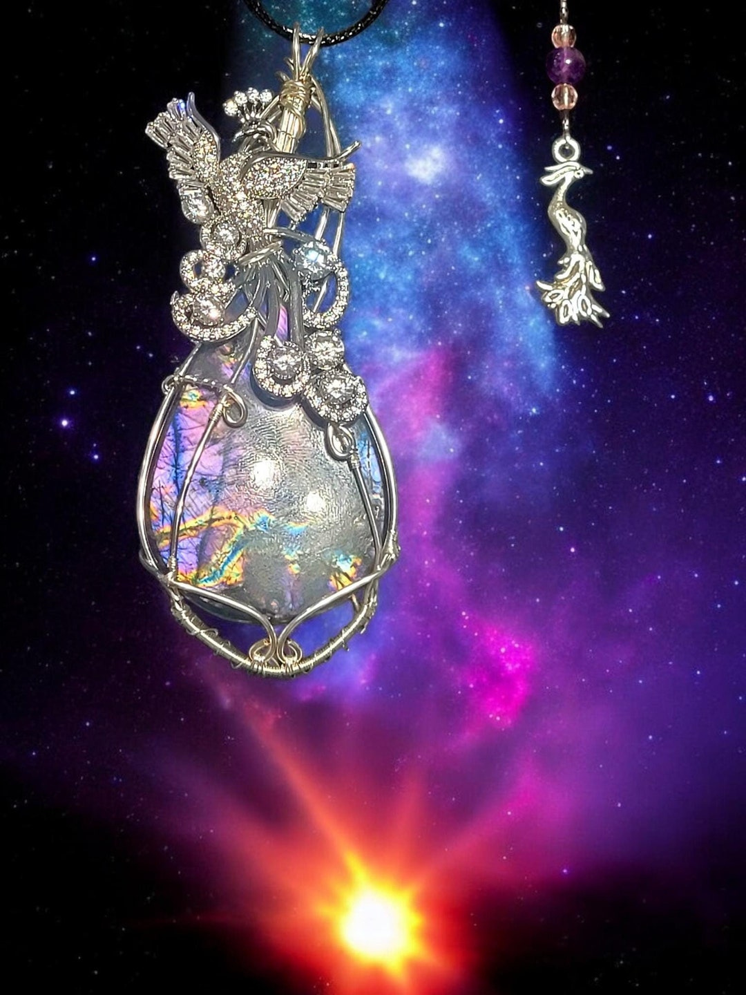 Phoenix Necklace Made With Purple Labradorite, Natural Stone Phoenix ...