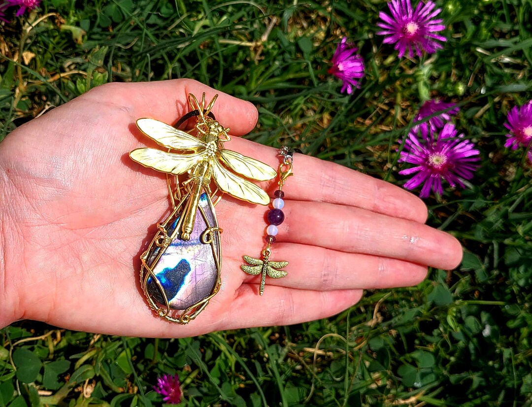 Dragonfly Necklace Made With Labradorite, Lady of the Lake Pendant ...