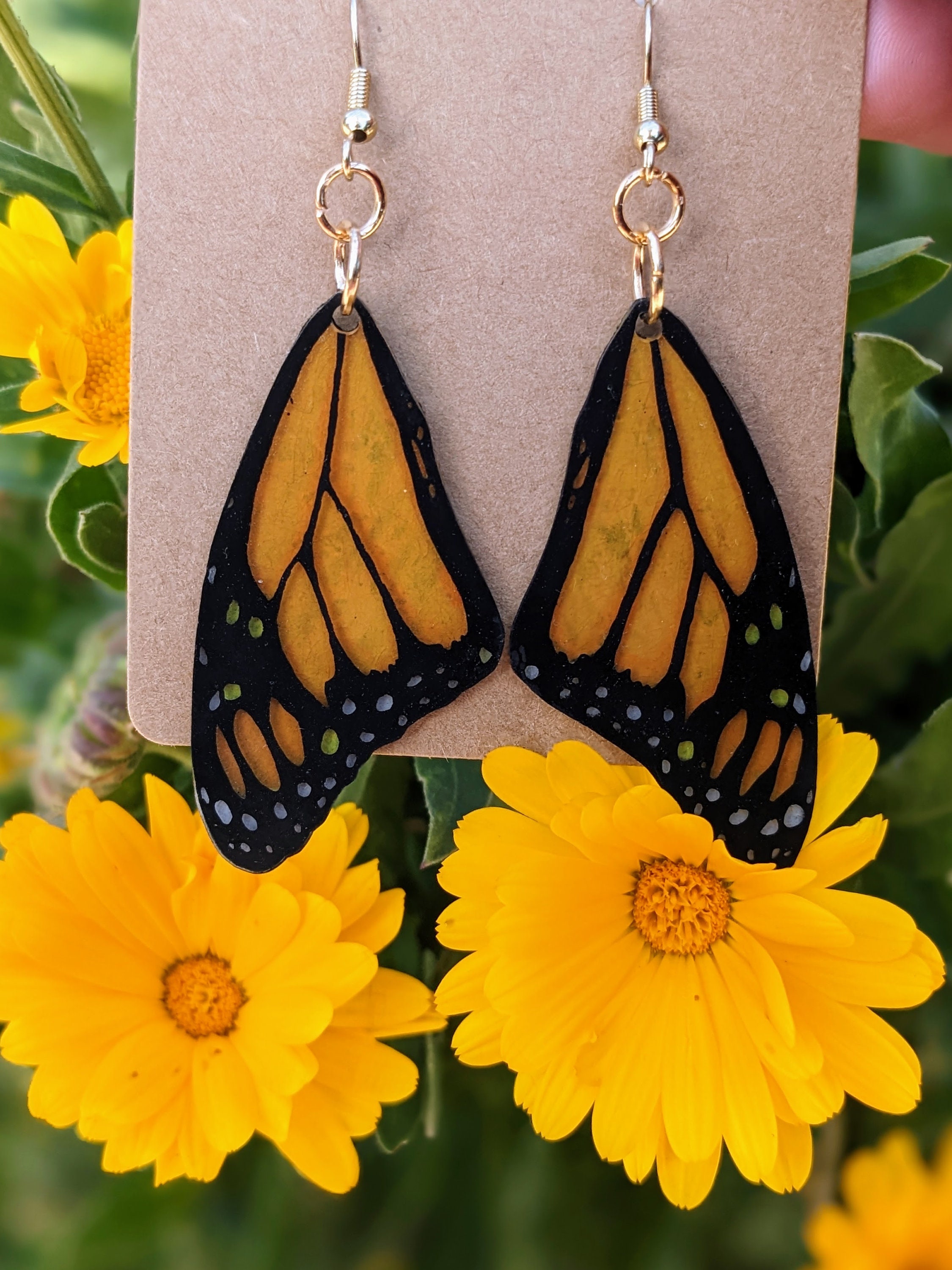 Monarch Butterfly Wing Earrings Shrink Plastic Earrings Hypoallergenic ...