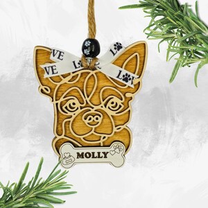 Laser Engraved Dog Ornament, Personalized Christmas Decoration, Pet ...