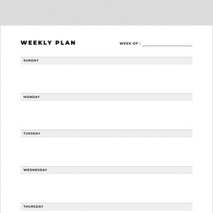 Simple Weekly Planner Printable Weekly Schedule Vertical | Etsy
