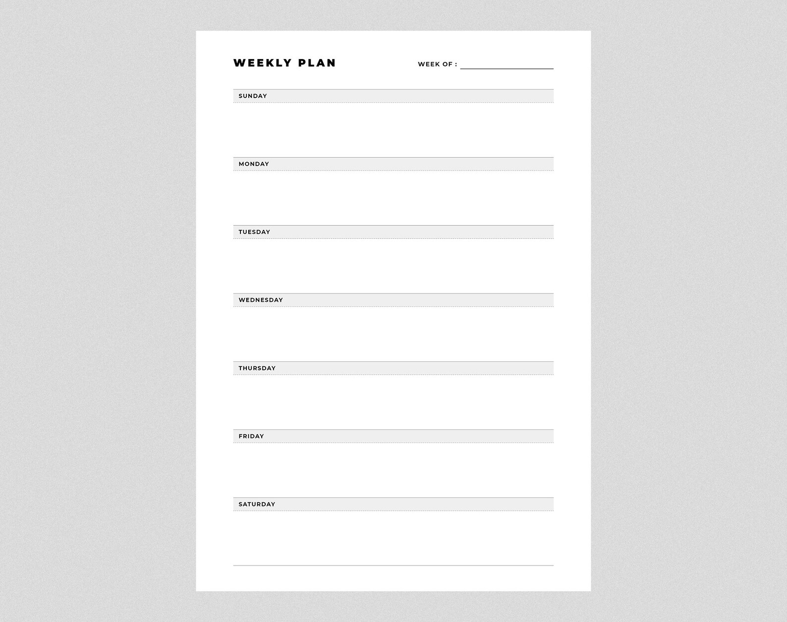 Simple Weekly Planner Printable Weekly Schedule Vertical | Etsy