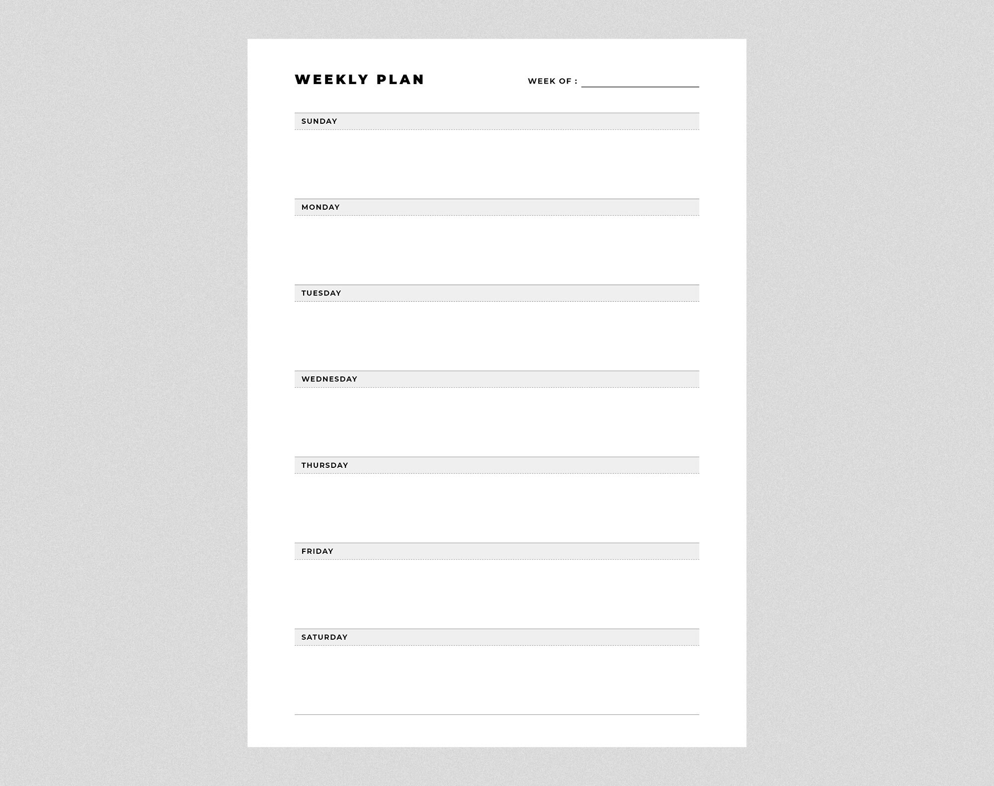 Simple Weekly Planner Printable Weekly Schedule Vertical Planner Sunday ...