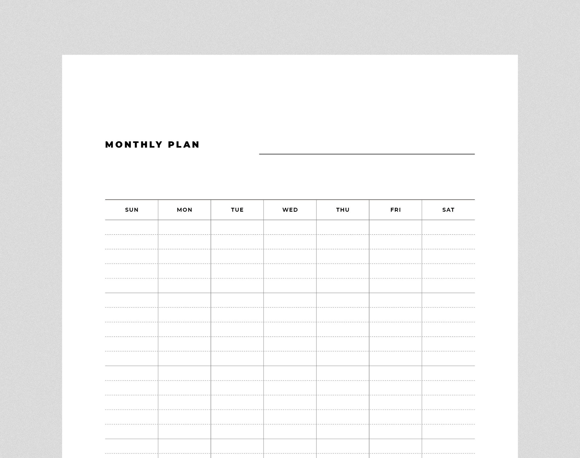Simple Line Blank Monthly Calendar Vertical Calendar Undated Monthly ...
