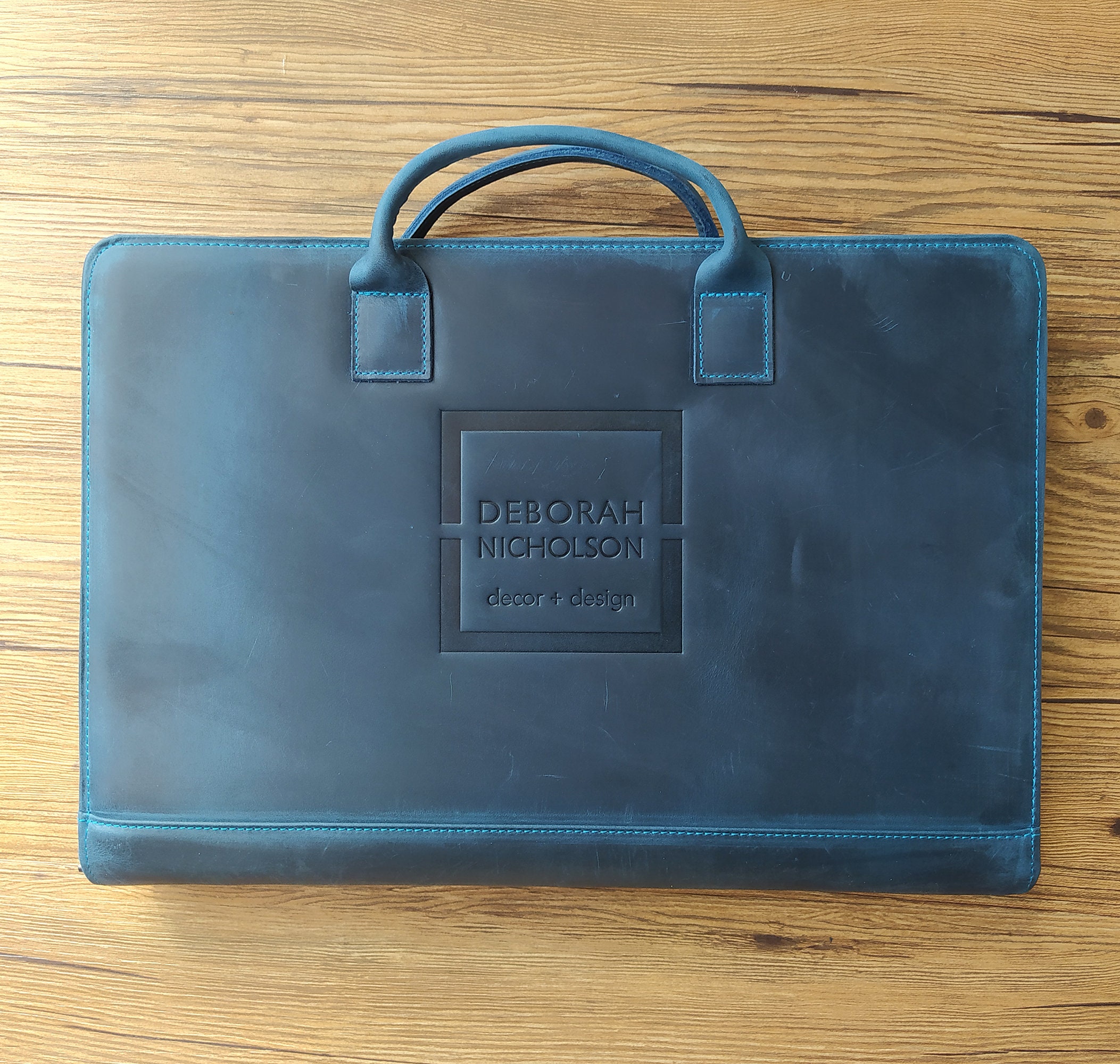 Leather Portfolio for 15" Laptop, Padfolio With Handle, Zippered Folio ...