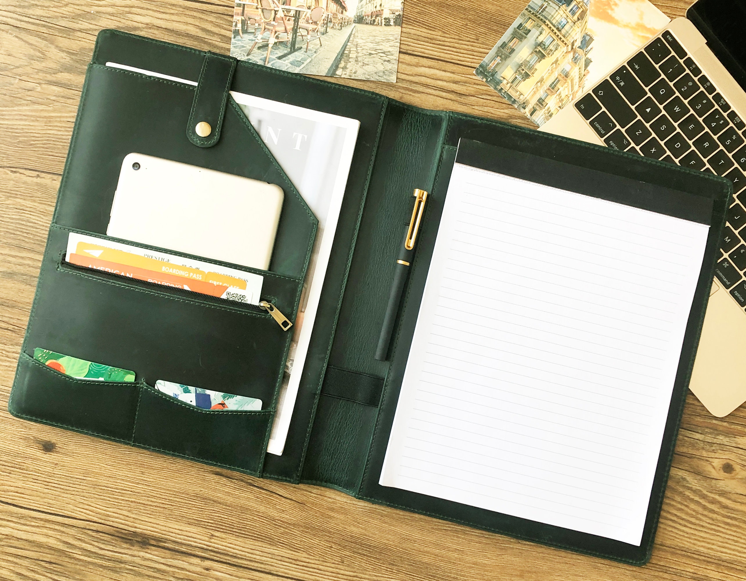 Custom Leather Portfolio, Portfolio for Letter Size Notepad, Padfolio ...