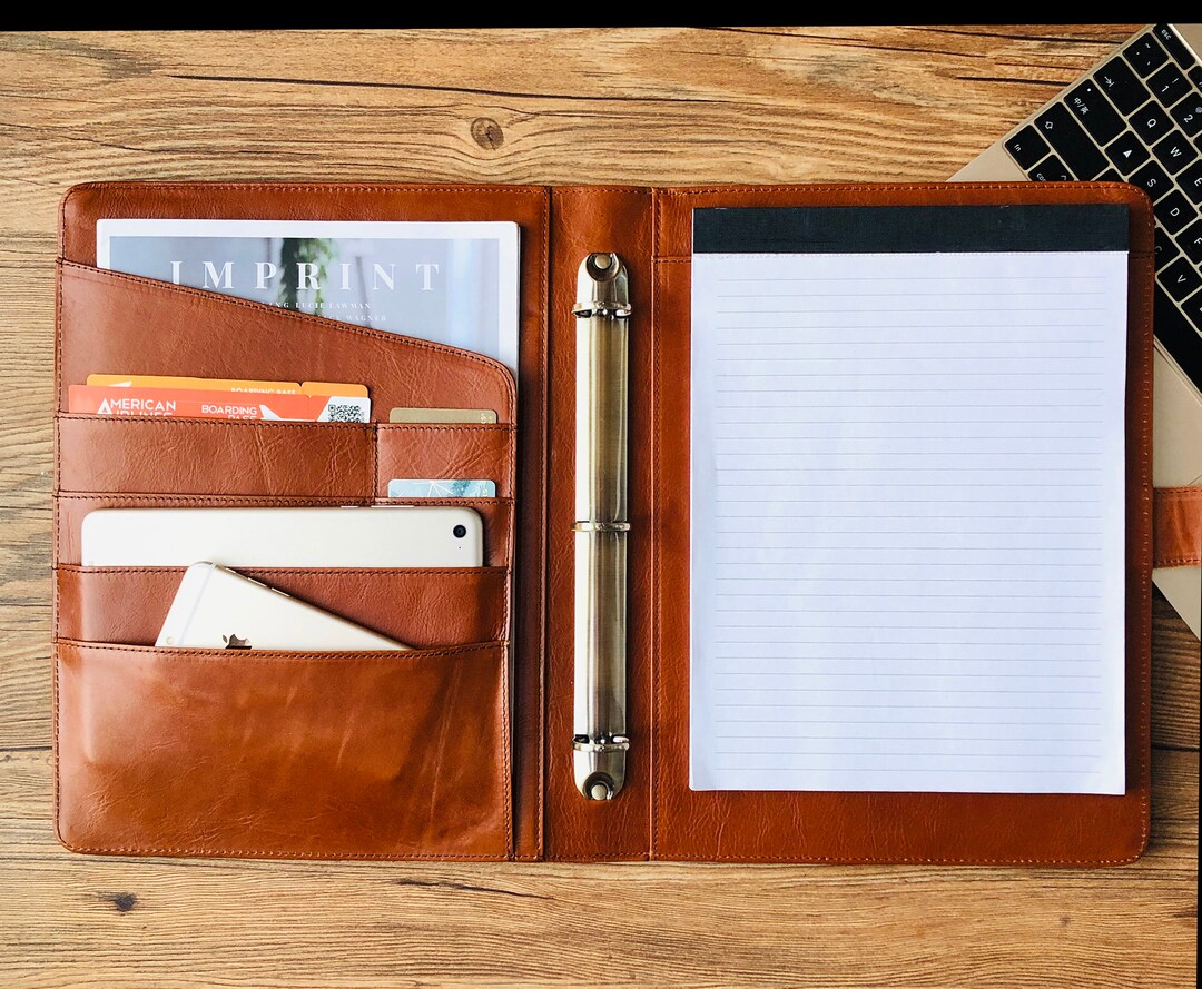 3 Ring Binder Portfolio, Custom Leather Padfolio, Letter A4 Size ...
