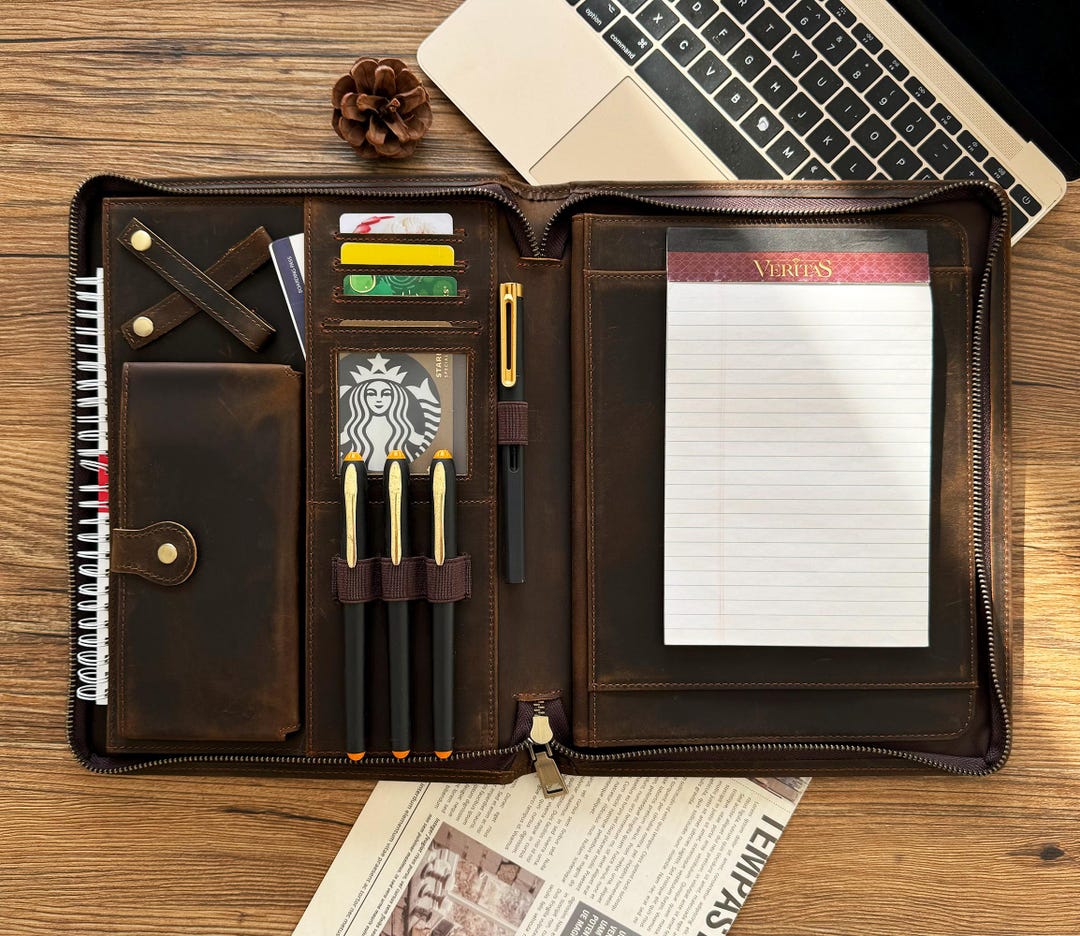 Custom Leather Portfolio, Zippered Padfolio for iPad 10.5/11inch, A5 ...