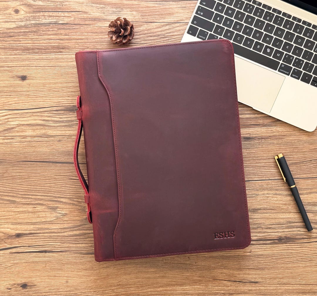 Personalized Leather Portfolio 3 Ring Binder, Custom Portfolio With ...