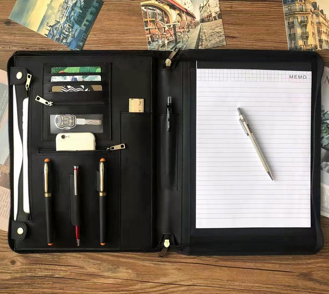 Personalized Leather Portfolio, A4/ Letter Size Notepad Padfolio ...