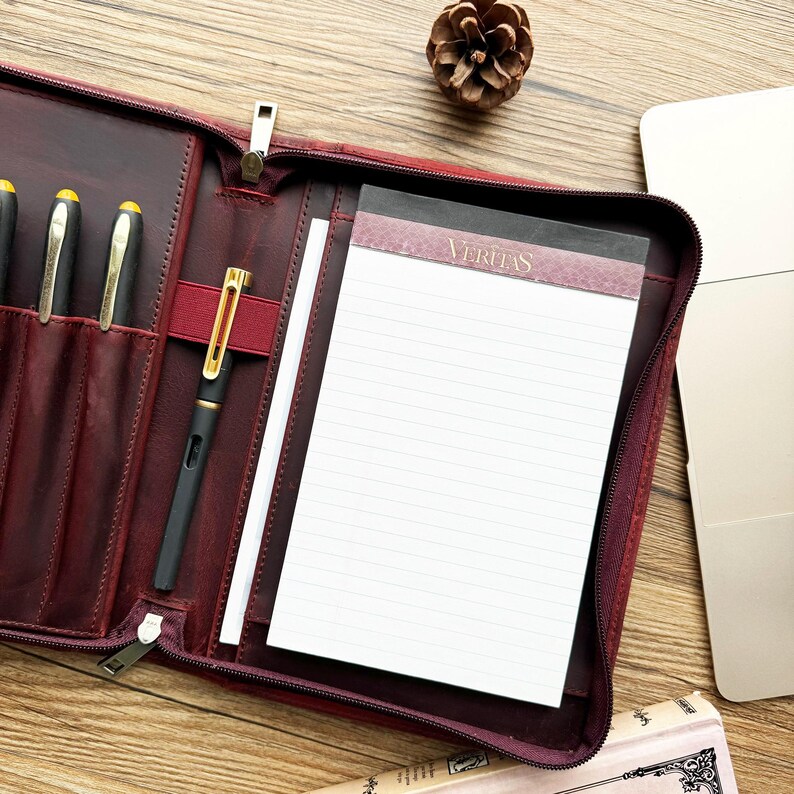 Personalized A5 Leather Portfolio Planner, A5 Notepad Holder Travel ...