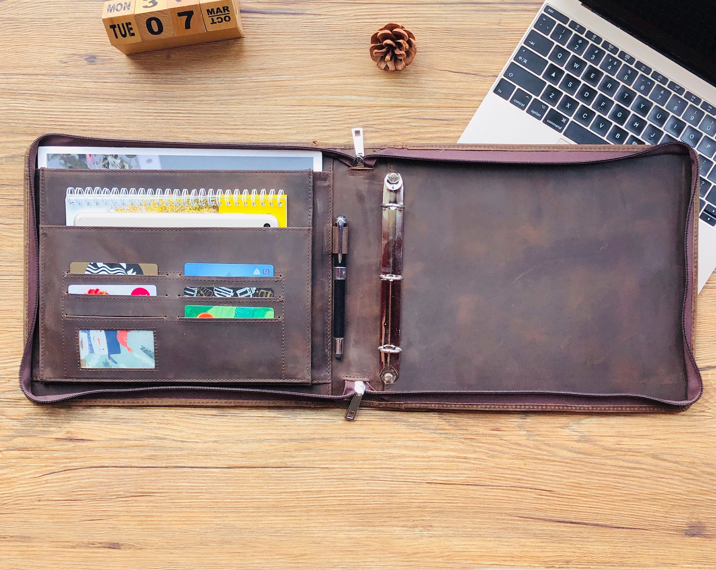 Custom 3 Ring Check Binder, Leather Check Book for 3 Ring, 9 Ring Check ...
