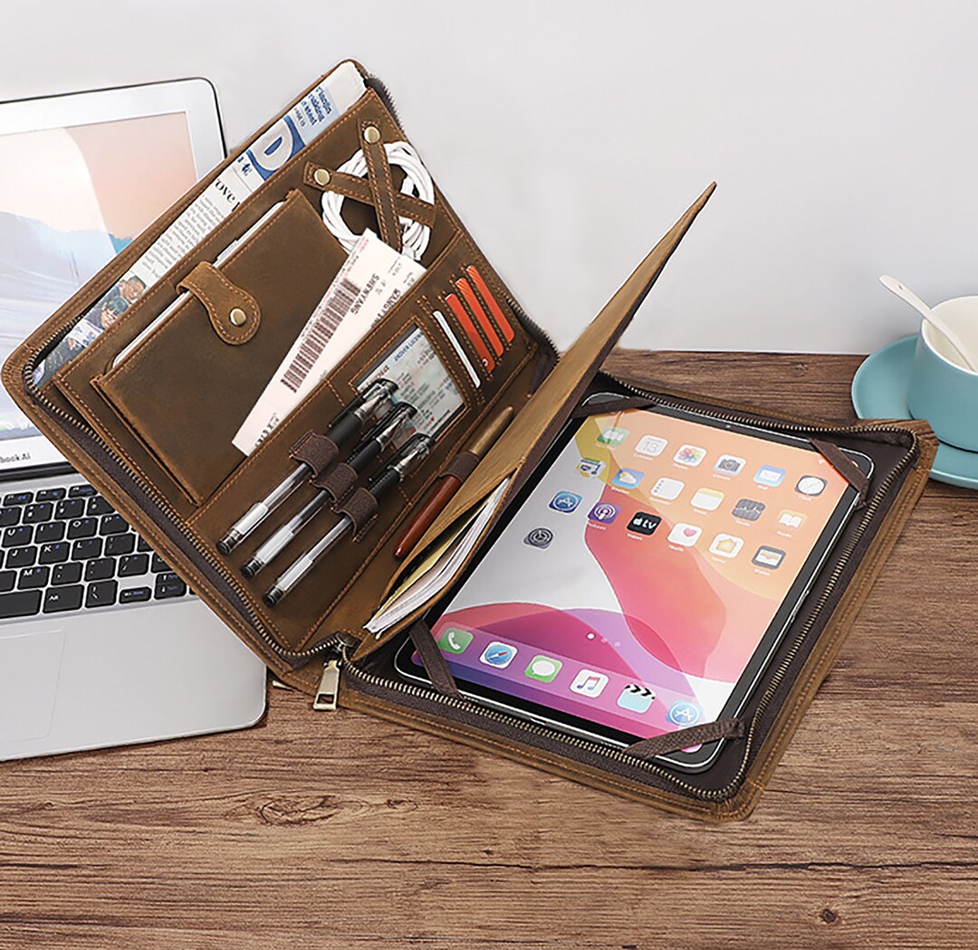 Personalized Leather Portfolio, Zippered Padfolio for iPad 10.5/11inch ...