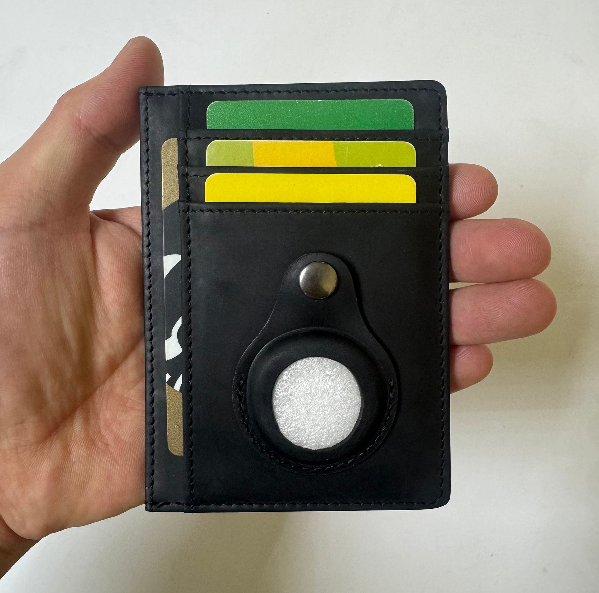 Custom AirTag Tracker Card Holder, RFID Anti-theft Men's Wallet Card ...
