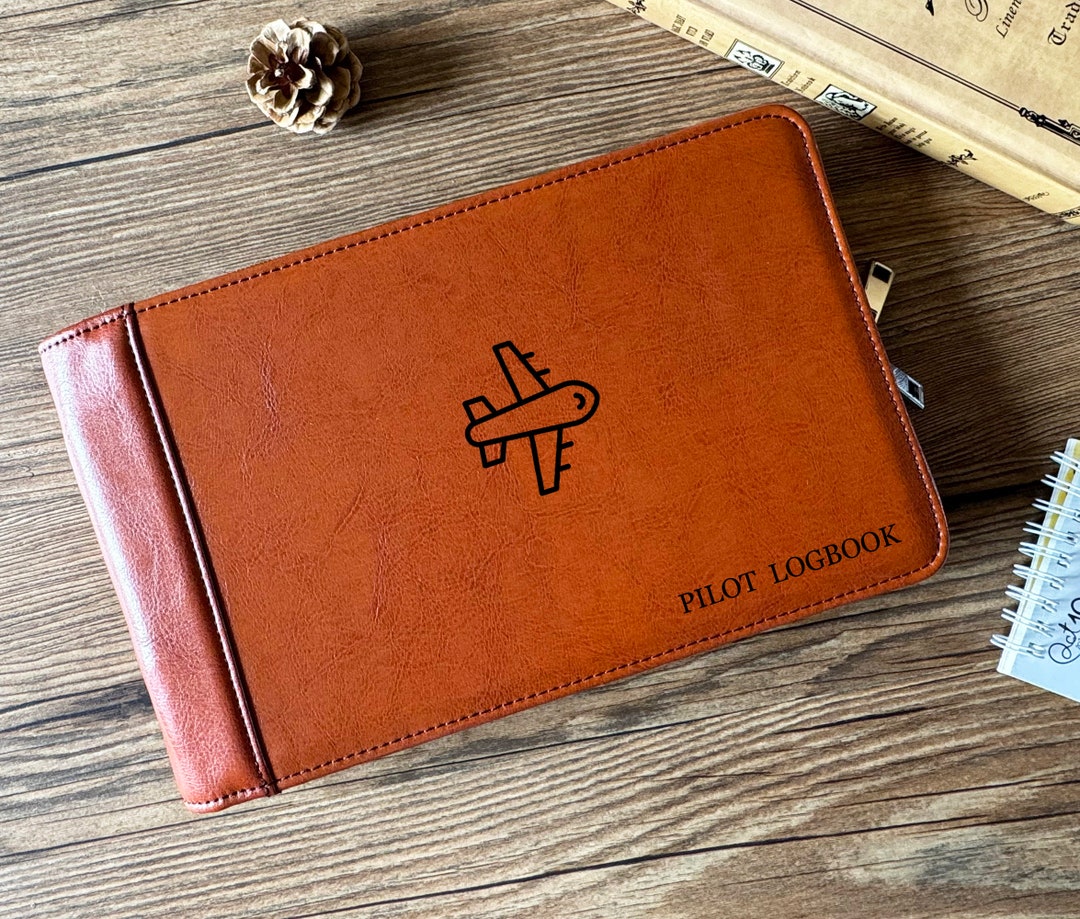 Personalized Leather Pilot Log Book Cover, Plane Helicopter Drone Pilot ...