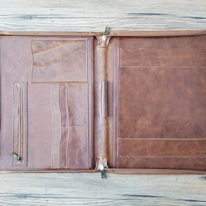 Personalized Left Handed Portfolio Zippered Leather Padfolio A4 Letter ...