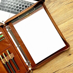 Personalized Leather Portfolio 3 Ring Binder, Custom Portfolio With ...