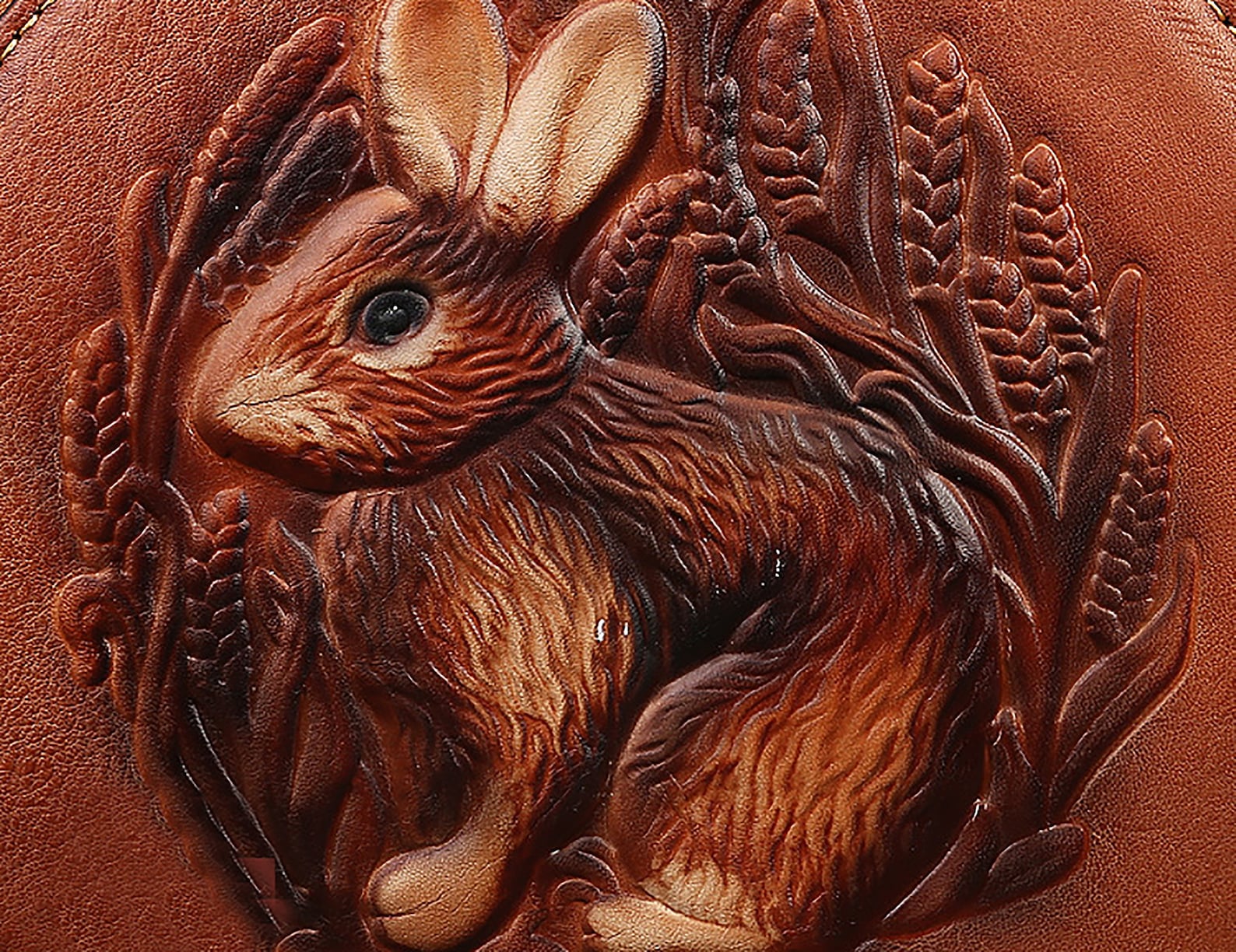Bunny Embossed Tote, Rabbit Pattern Handbag, Retro Round Leather Women ...