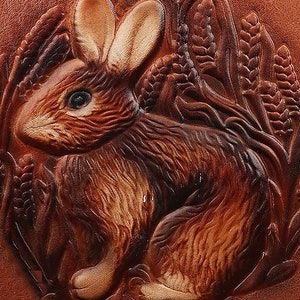 Bunny Embossed Tote, Rabbit Pattern Handbag, Retro Round Leather Women ...