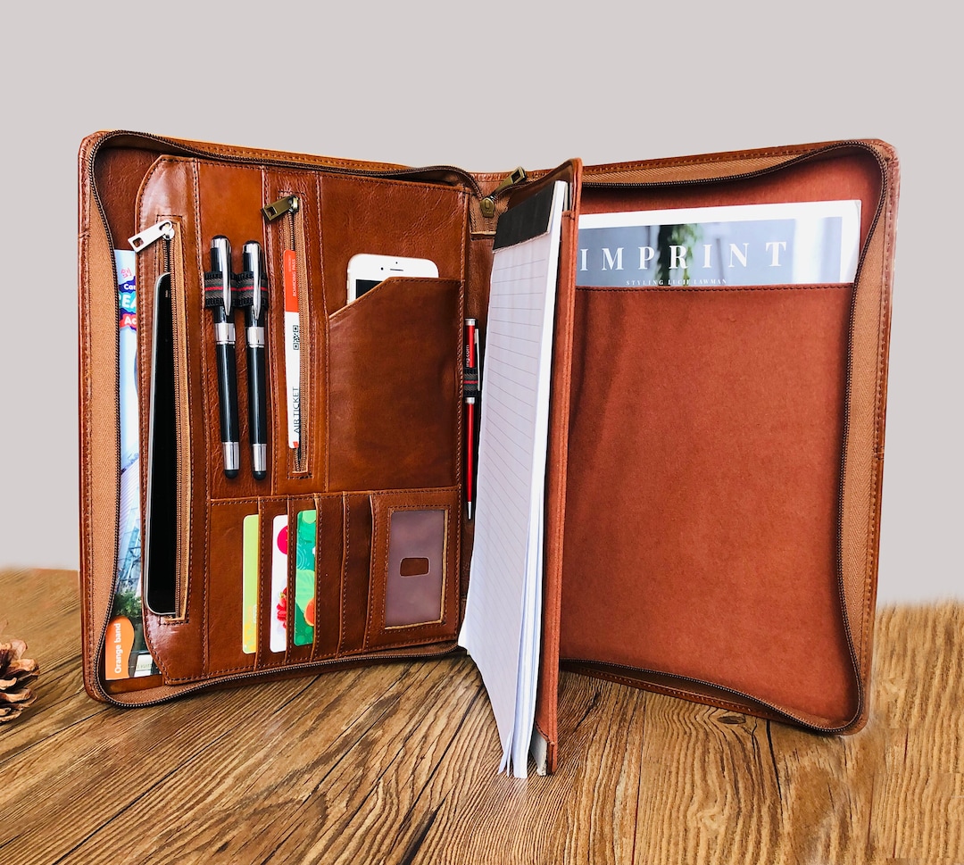 Leather Portfolio, Personalized Portfolio for Men, Padfolio With Handle ...