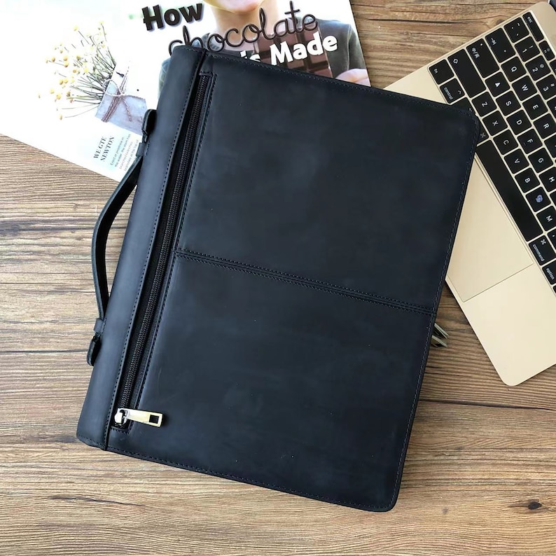 Personalized Leather Portfolio, Padfolio for Men, Portfolio With Handle ...