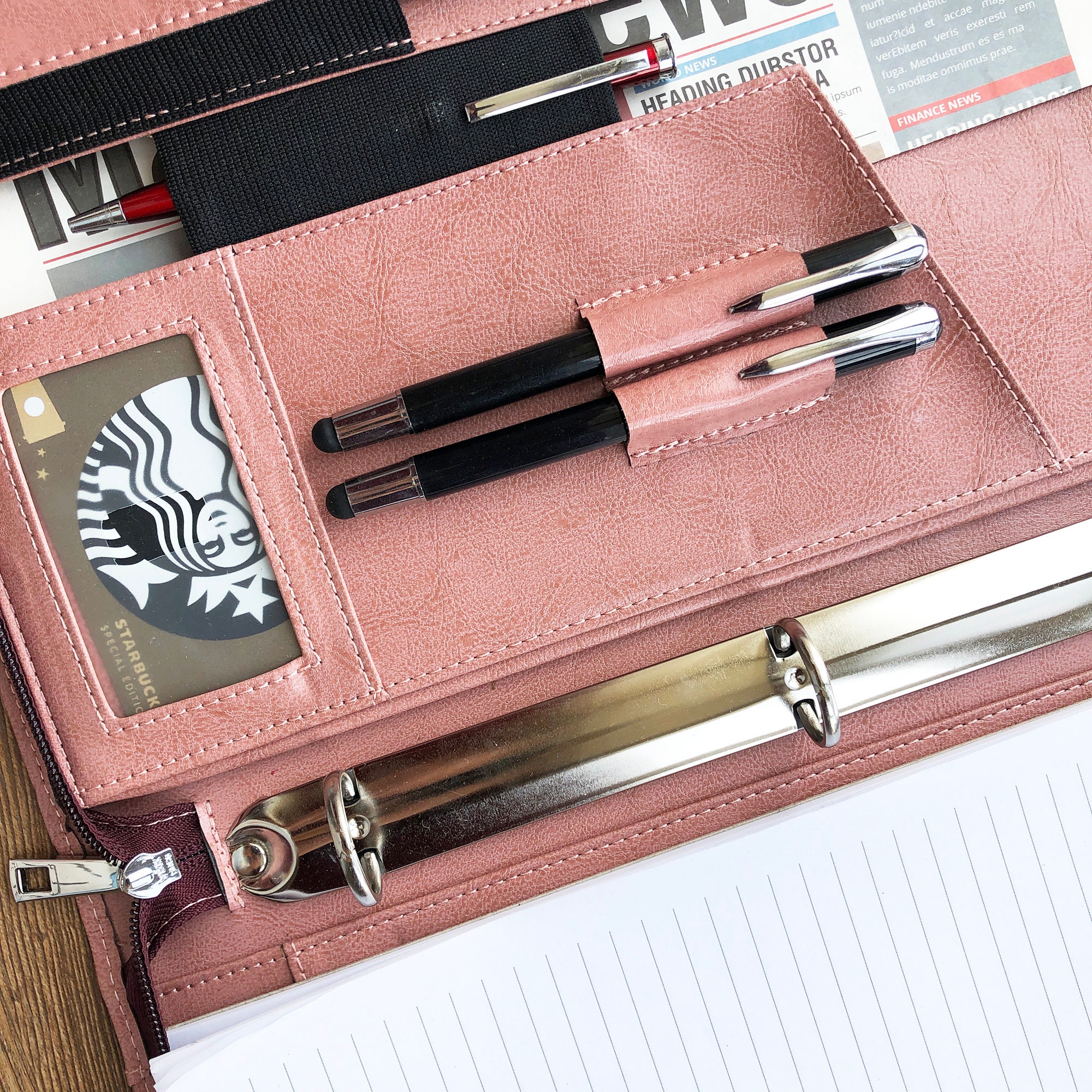 Pink Portfolio for Women, 3 Ring Binder Custom Portfolio With Name Logo ...