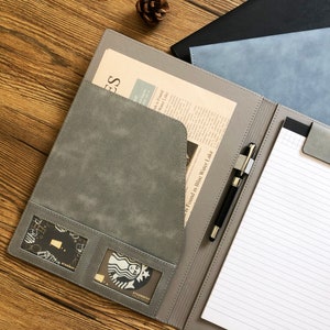 Pensonalized Slim Leather Portfolio A4 Folder Portfolio Vegan Leather ...