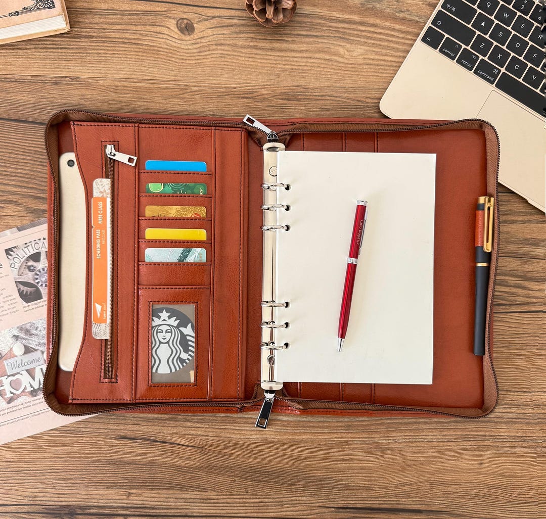 Personalized A5 Refillable Vegan Leather Journal Diary Notebook Cover 6 ...