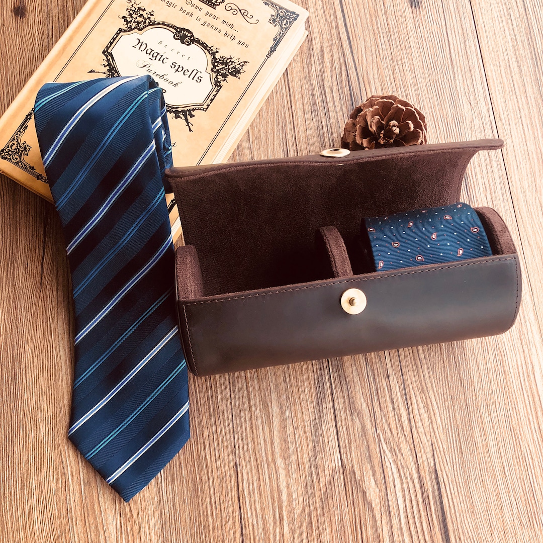 Engraved Tie Case, Leather Tie Box, Travel Necktie Case, Husband Tie ...