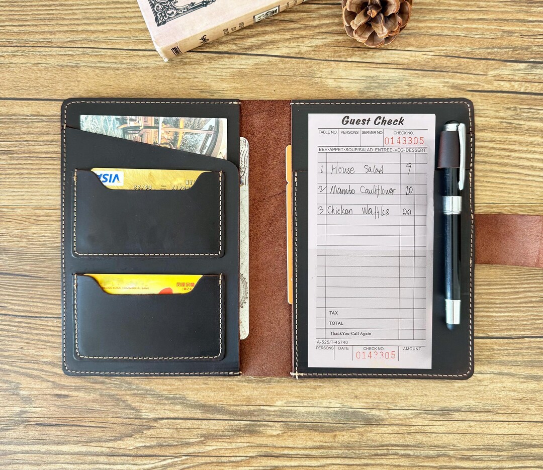 Personalized Server Book Organizer, Custom Leather Restaurant Guest ...