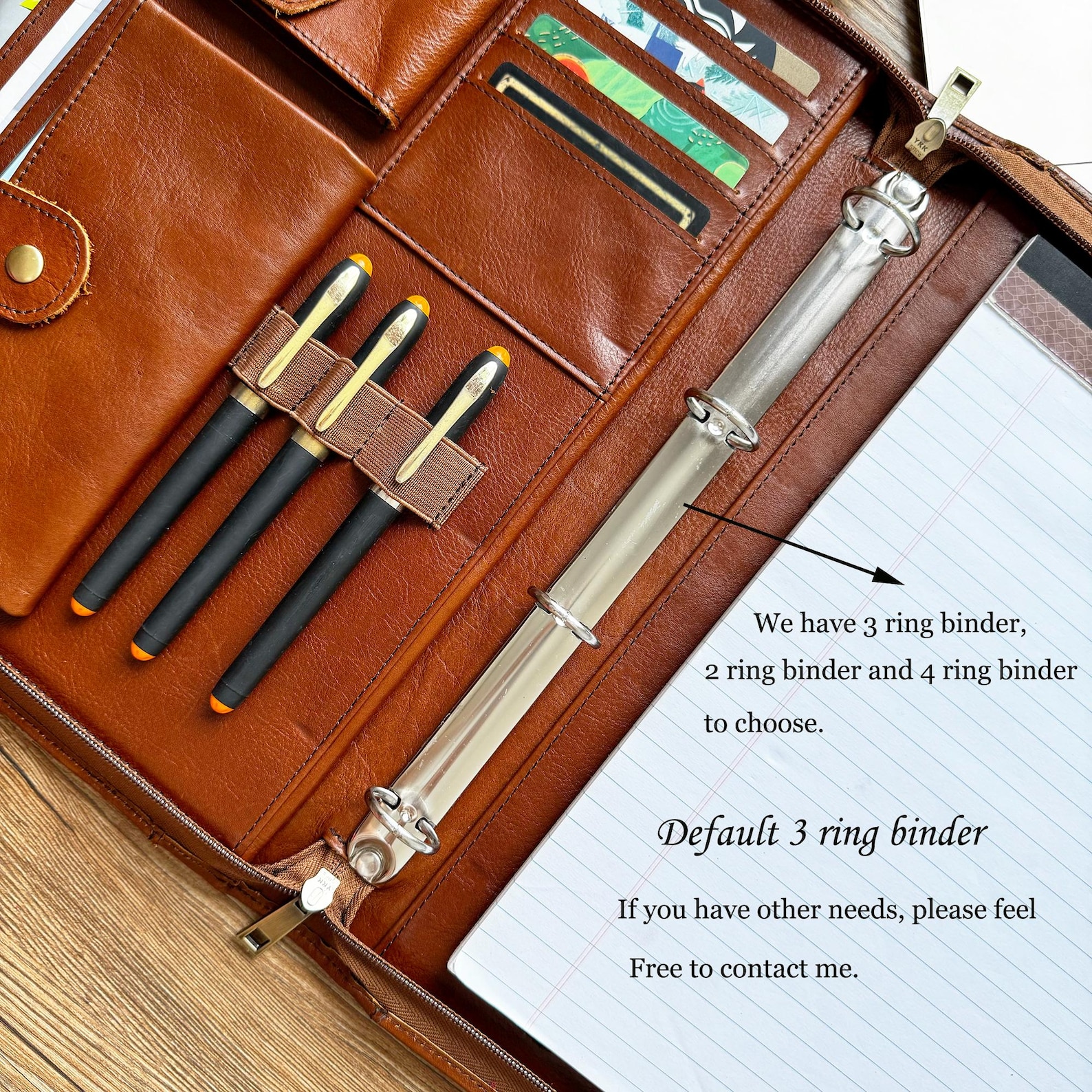 Personalized Leather Portfolio 3 Ring Binder, Custom Portfolio With ...