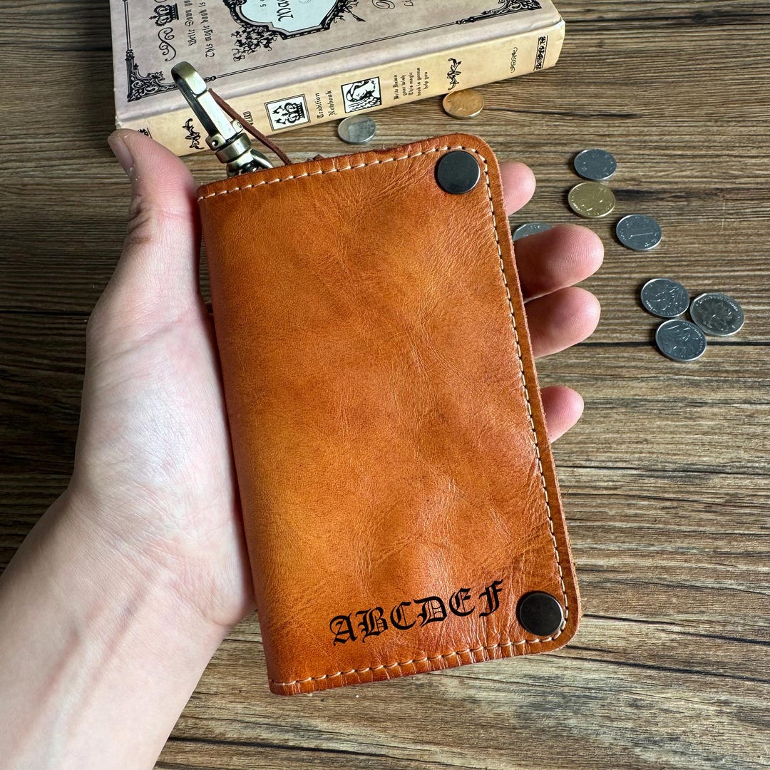 Custom Cowhide Car Key Bag, Leather Key Card Case, Men Card Holder, Men ...