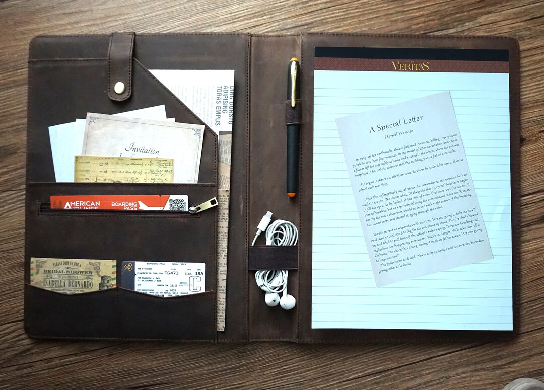 Personalized Leather Portfolio, Portfolio for Man, A4/ Letter Size ...