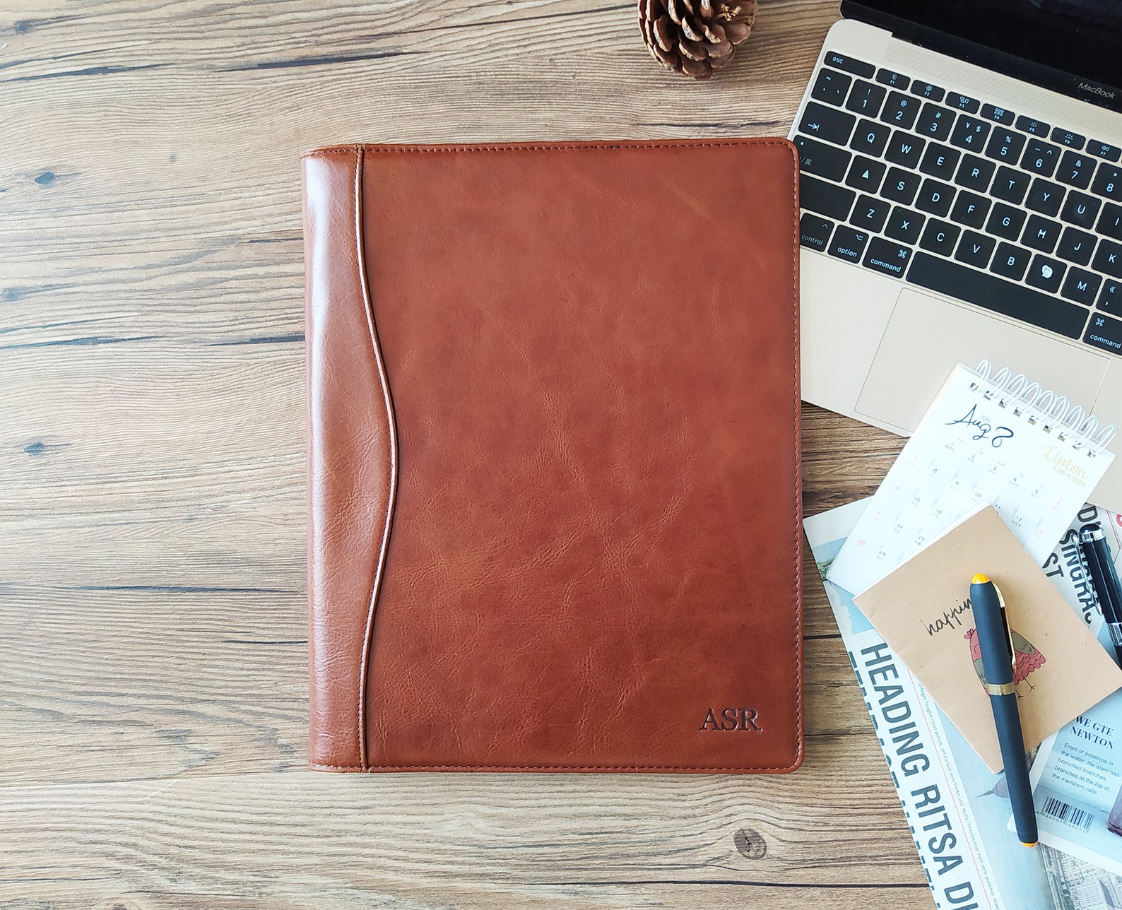 Personalized Leather Portfolio Letter Size Organizer Folder - Etsy