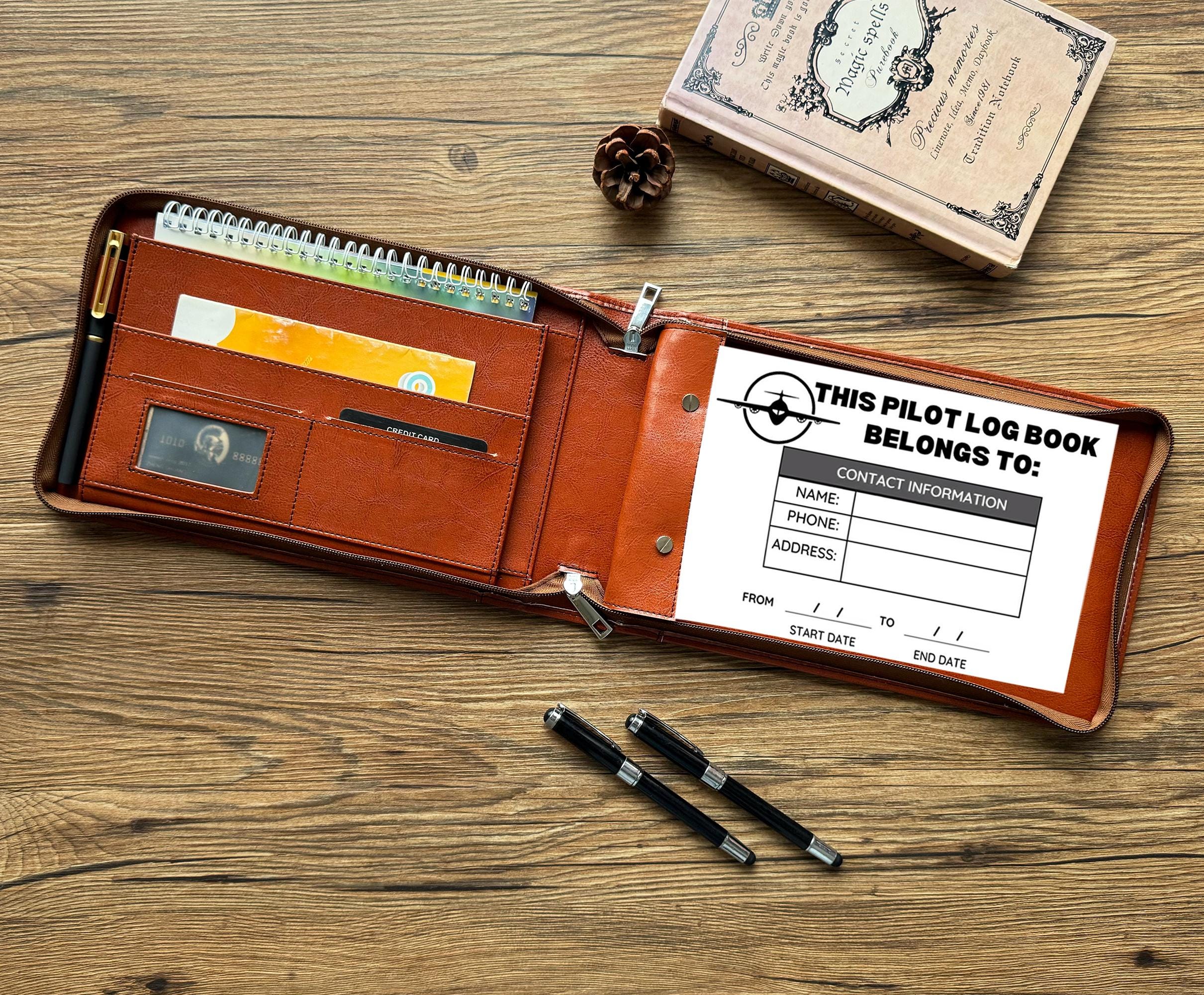 Personalized Leather Pilot Log Book Cover, Pilot Journal Fit EASA FCL ...