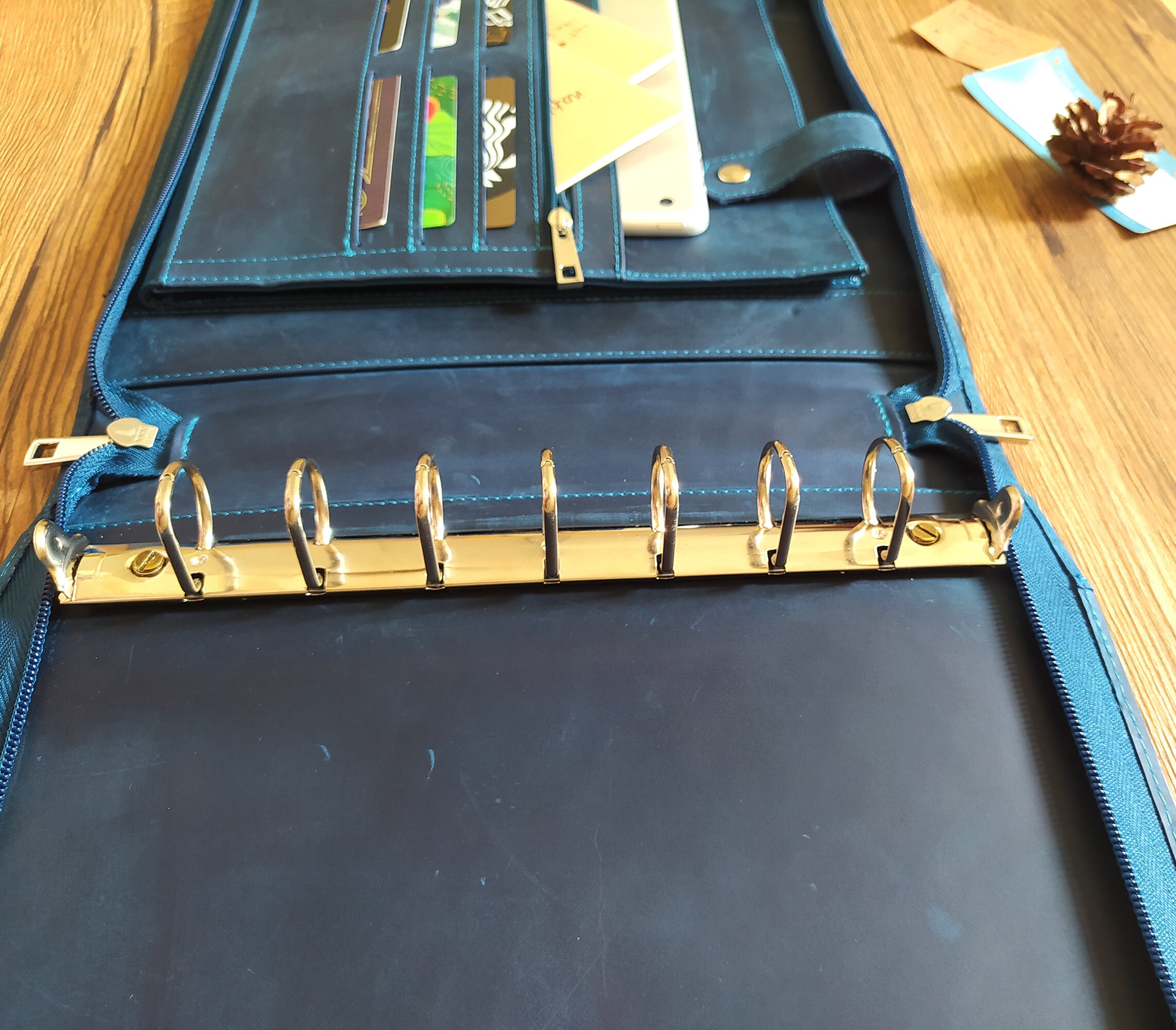 Personalized Leather 7 Ring Check Book Binder Portfolio - Etsy UK