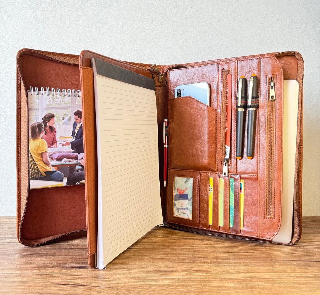 Leather Portfolio for Left Handed, Personalized Portfolio for Men ...