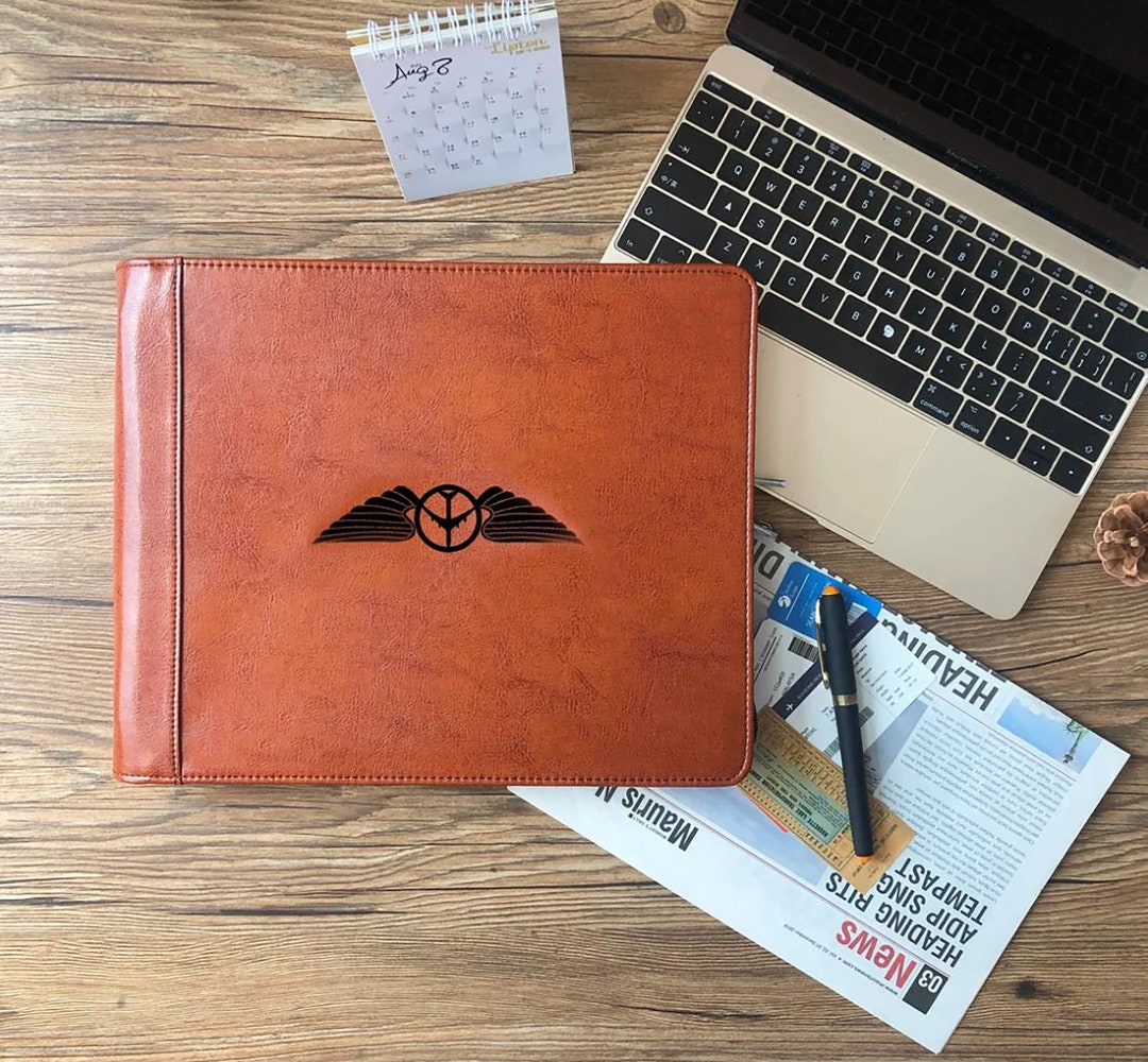 Personalize Leather Pilot Log Book, Pilot Emblem Engraved Free, Gift ...