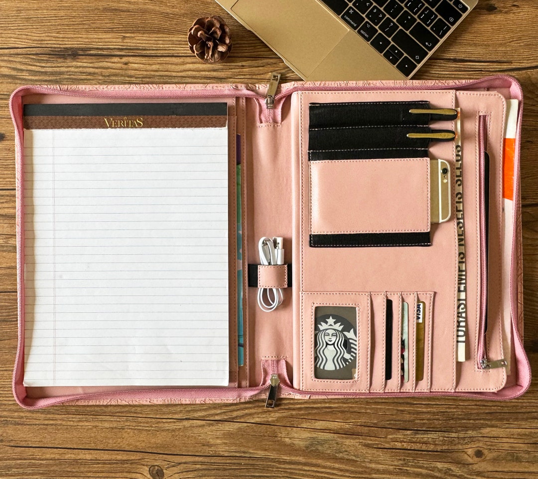 Embossed Portfolio, Pink Portfolio for Women, Left Handed Portfolio ...