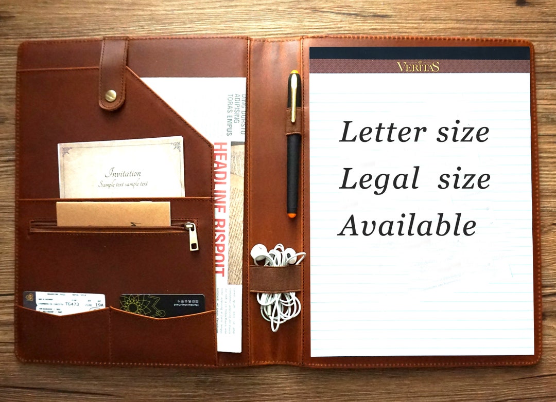Personalized Leather Portfolio, Letter/ A4 /legal Size Notepad Folio ...