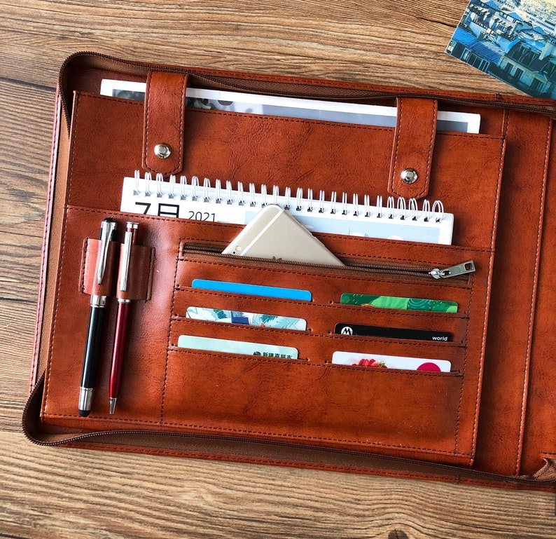 Personalized 7 Ring Leather Check Book Portfolio, 7 Ring Business Check ...