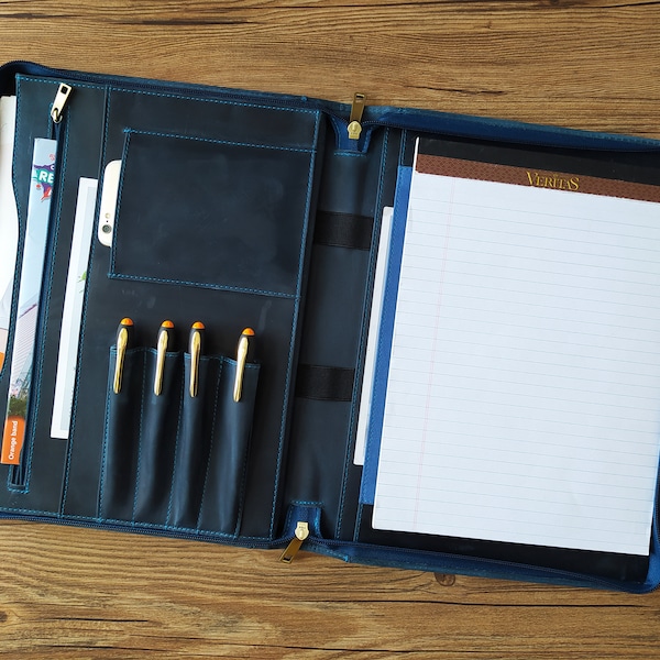 Zipper Leather Portfolio - Etsy