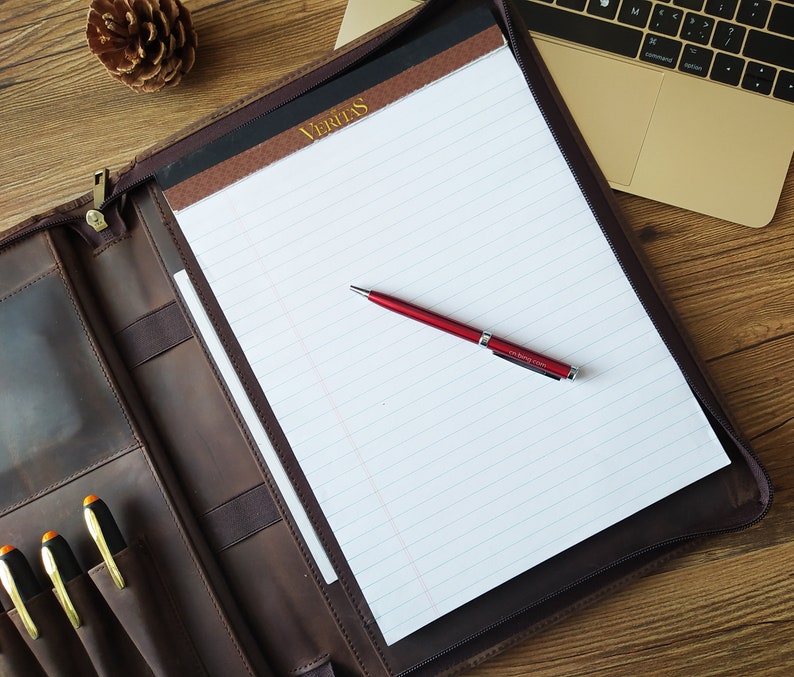 Personalized Leather Portfolio Letter Size Organizer Folders - Etsy