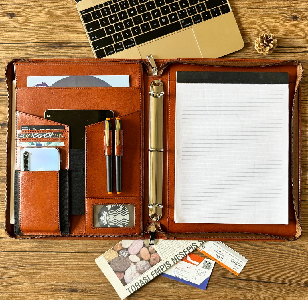 Portfolio for Men, 3 Ring Binder Custom Portfolio With Name Logo, A4 ...